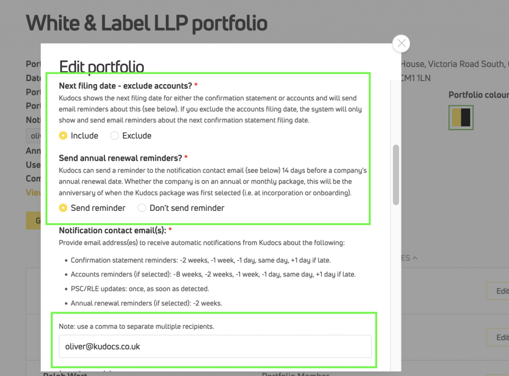 Portfolio Settings and how to customise